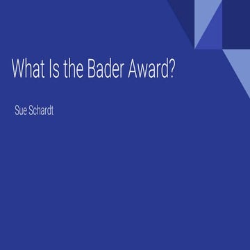 What Is the Bader Award? | PPTX | Public Radio | Talk Radio