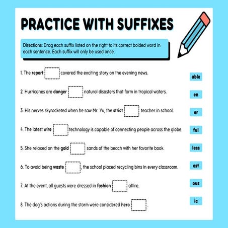 Suffixes Digital and Print Worksheet in Simple Blue Style.pdf