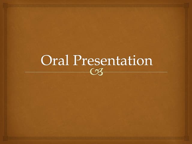 Effective Oral Presentation | PPT