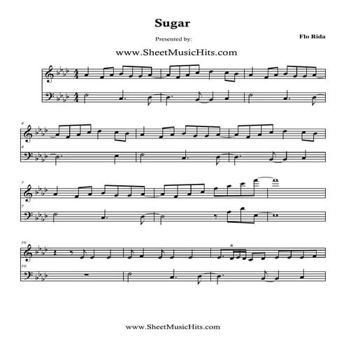 Sugar Piano Sheet Music - Flo Rida | PDF