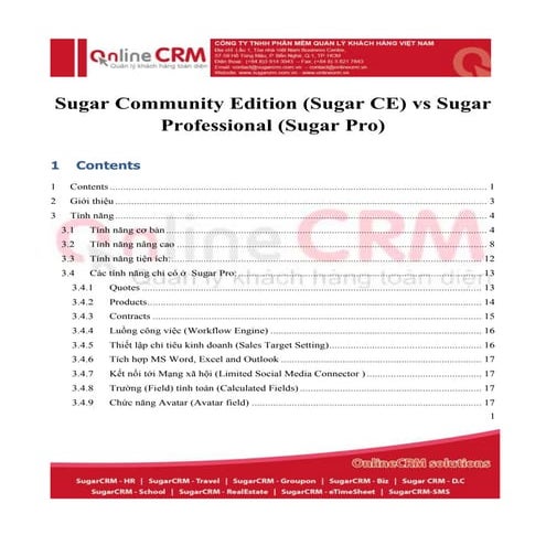 So sánh Sugar Community Edition (Sugar CE) vs Sugar Professional (Sugar ...