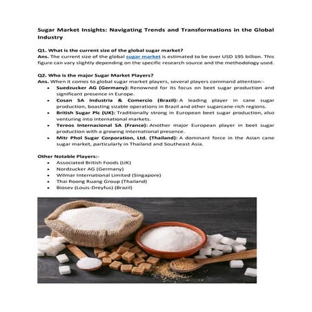 Sugar Market in India with an analysis on Consumption and Demand | PPTX