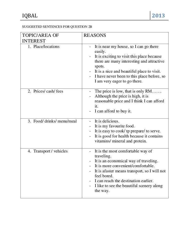 Suggested Sentences For Question 2 B suggested-sentences-for-question-2-b