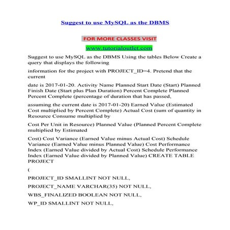 Suggest to use my sql as the dbms | PDF