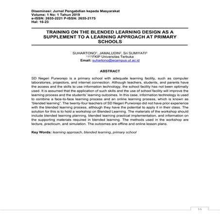 TRAINING ON THE BLENDED LEARNING DESIGN AS A SUPPLEMENT TO A LEARNING ...