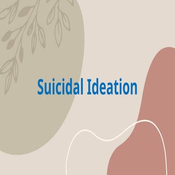 Suicidal Ideation risks and warning signs | PPTX