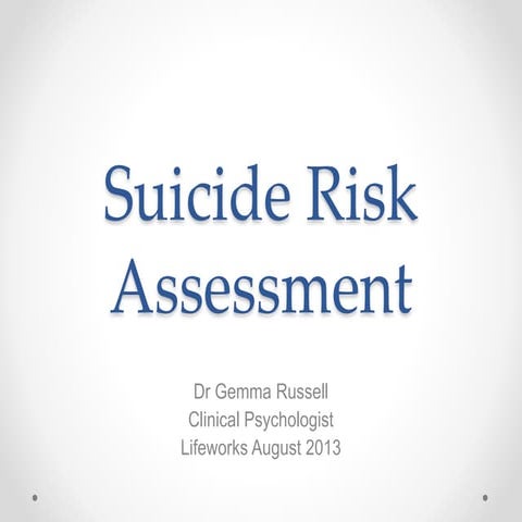 Professional Risk Assessment: Suicide and Self Harm Risk | PPTX