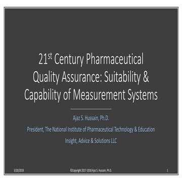 Suitability & Capability of Pharmaceutical Measurement Systems | PDF
