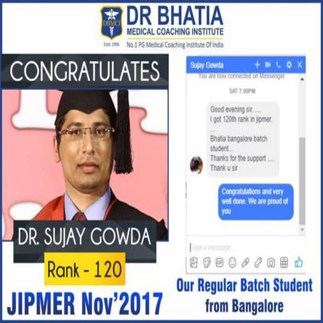 Dr Sujay Gowda , RANK – 120 IN JIPMER NOV 2017 DBMCI | PDF
