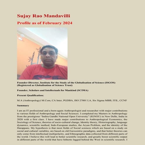 Sujay Rao Mandavilli profile February 2024 | PDF