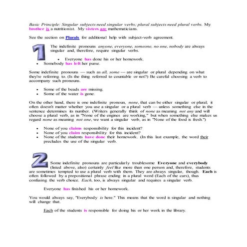 Suject verb agreement | PDF