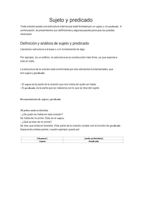 El predicado y su estructura | PPT