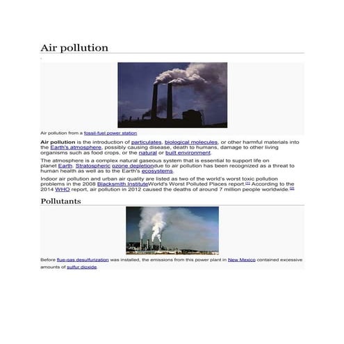 Air Pollution (slide presentation) | PPTX