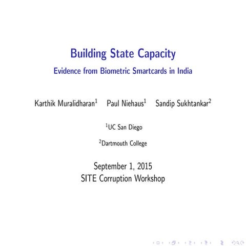 Building State Capacity: Evidence from Biometric Smartcards in India | PPT