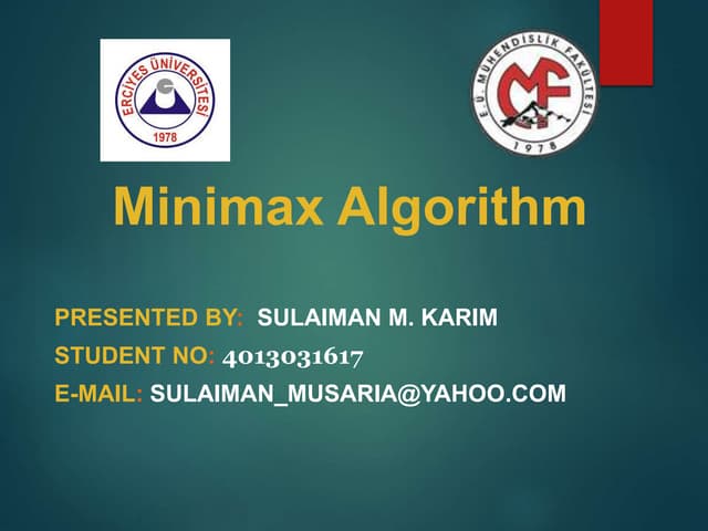 Minimax Algorithm Ppt