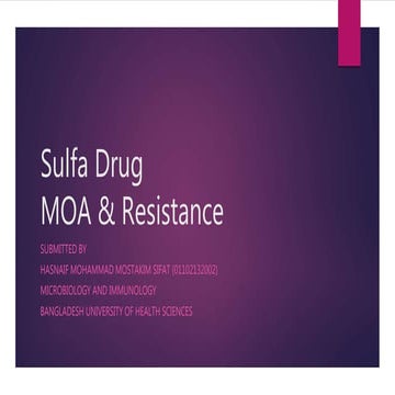 Sulfa drug- Mechanism of action-Resistance mechanism | PPTX
