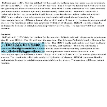 Sulfuric acid (H2SO4) is the catalyst for the reaction. Sulfuric aci.pdf