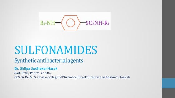 Sulphonamides (Sulfonamides) and Sulfones || B.Pharm VI Semester ...