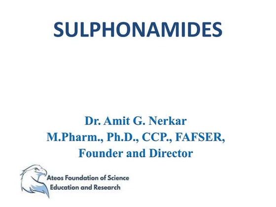 Sulphonamides (Sulfonamides) and Sulfones || B.Pharm VI Semester ...