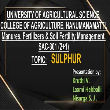Sulphur.characteristics role importances | PPT