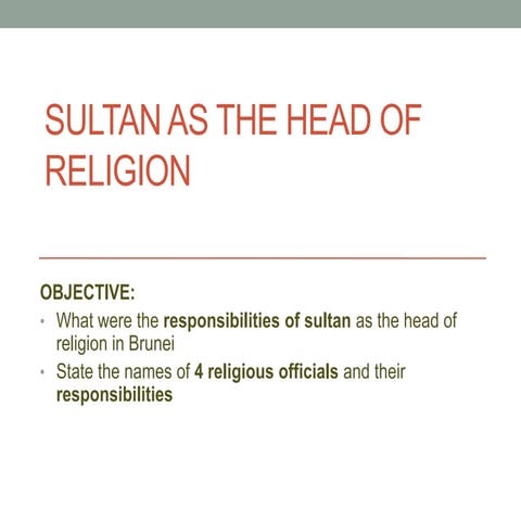Sultan as the head of religion | PPT