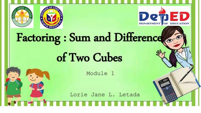 Factoring the Sum and Difference of Two Cubes Worksheet | PDF