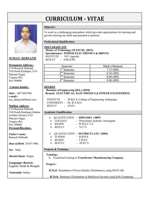 Resume (Sumanta Gupta) | PDF