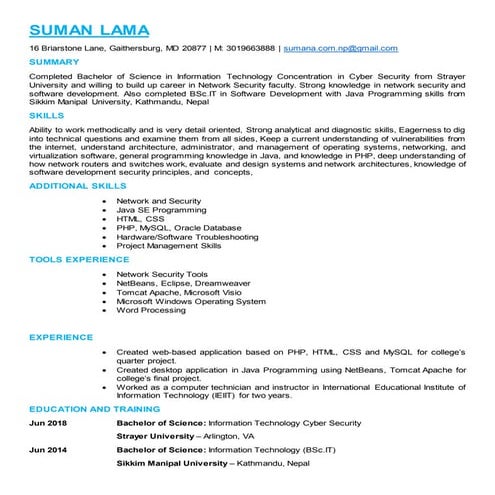 Suman Lama Resumes | DOCX