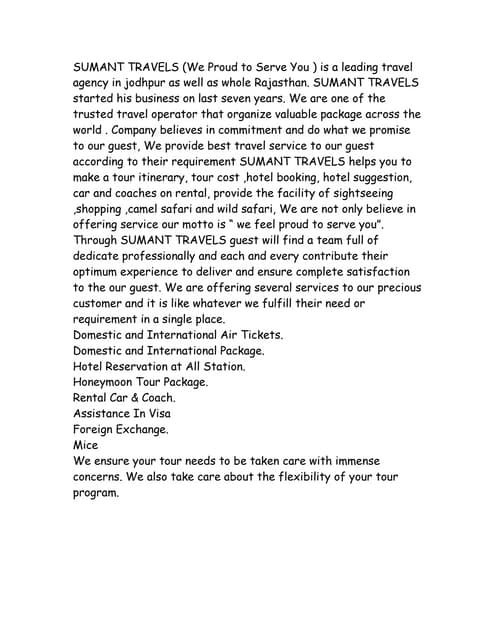 SSRT TOURS & TRAVELS | PDF