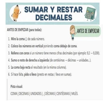 sumar y restar con decimales AUTOINSTRUCCIONES | PPTX