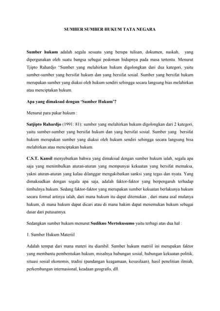 Sumber Hukum Materil dan Sumber Hukum Formil Tata Negara | PPTX