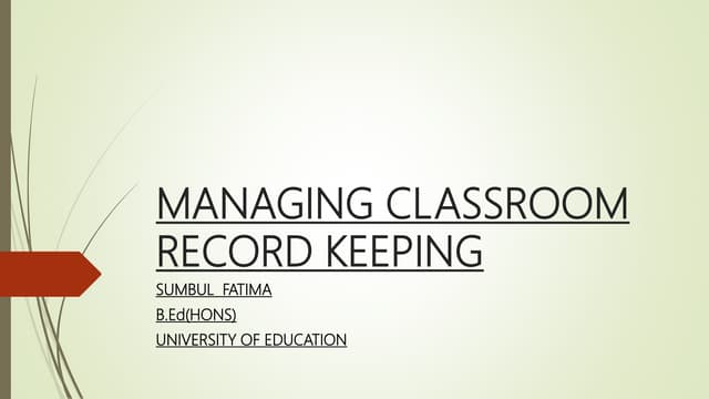 Record Keeping in the School | PPTX