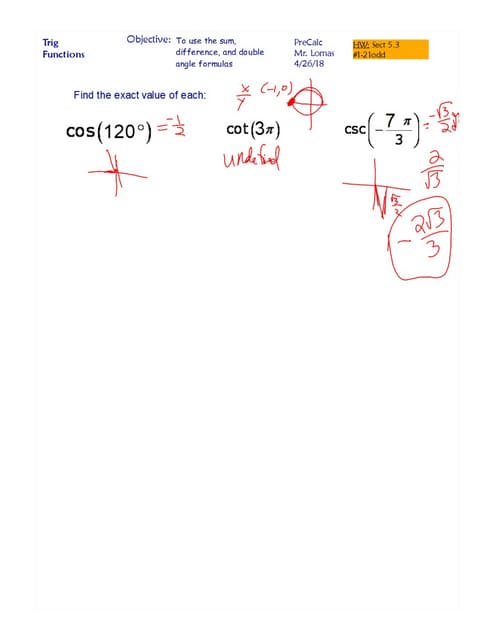 Solving first degree trig equations | PDF