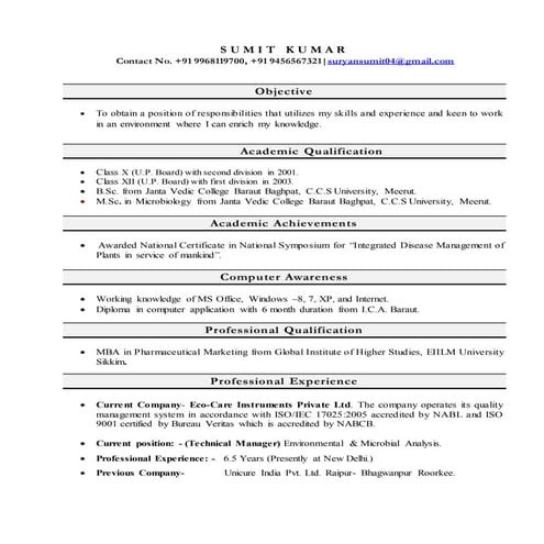 Sumit cv | DOCX
