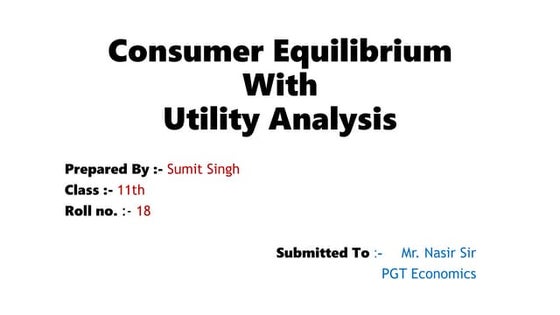 Consumer Equilibrium Class XI CBSE | PPT