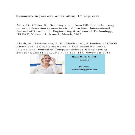 Summarize in your own words. atleast 13 page each Asha, D., C.docx