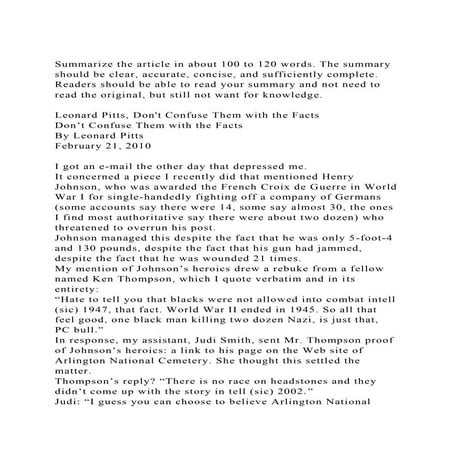 Summarize the article in about 100 to 120 words. The summary shoul.docx