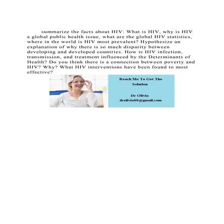 summarize the facts about HIV What is HIV, why is HIV a g.docx