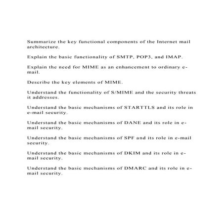 Summarize the key functional components of the Internet mail a.docx