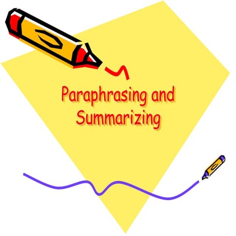 Summarizing and paraphrasing explanation PowerPoint | PPTX