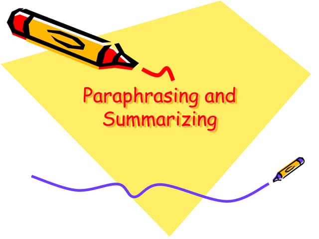Summarizing and paraphrasing | PPTX