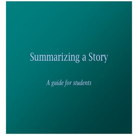 Summarizing A Story | PDF