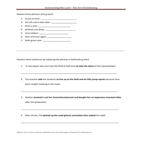 Summarizing- the art of condensing | DOCX