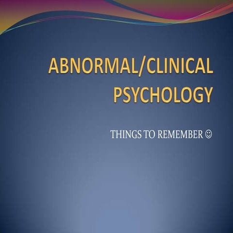 Clinical/Abnormal Psychology(disorders) | PPT