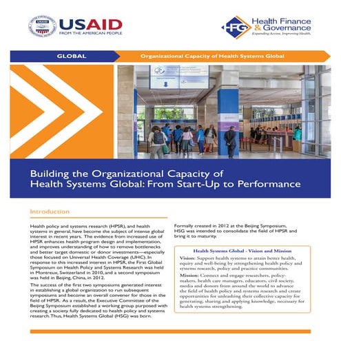 Building the Organizational Capacity of Health Systems Global: From ...