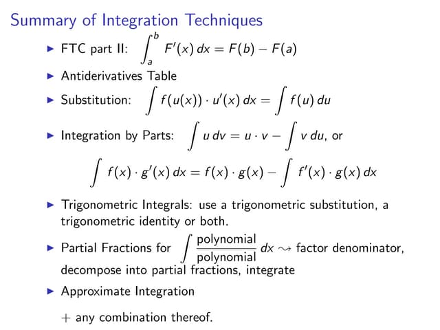 Common derivatives integrals