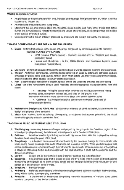 1st Quarter MODULE 3 on CONTEMPORARY PHILIPPINE ARTS from the REGIONS ...