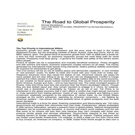 Summary - The Road to Global Prosperity | DOCX