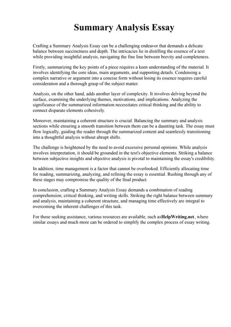 How To Write Summary Essay | PDF