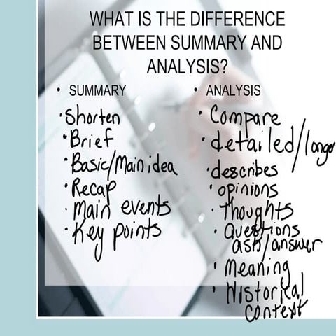 Summary and Analysis of Literary Texts | PPT